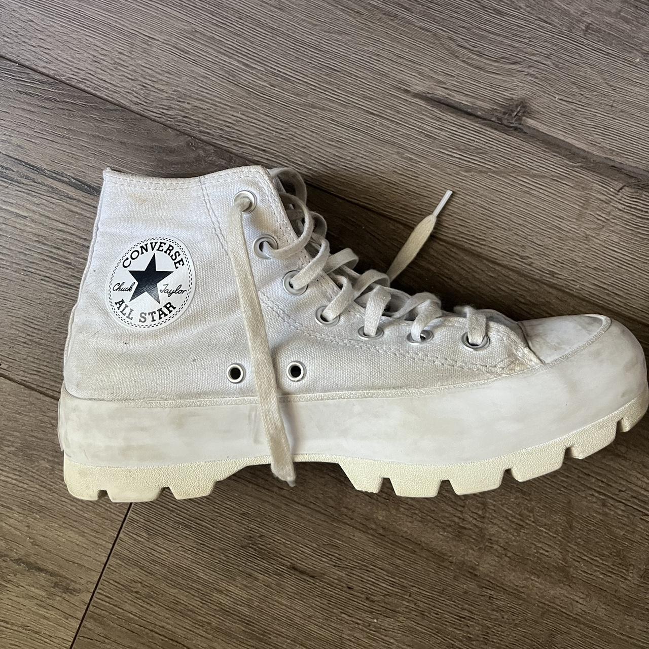 worn out white platform converse women’s 8 - Depop