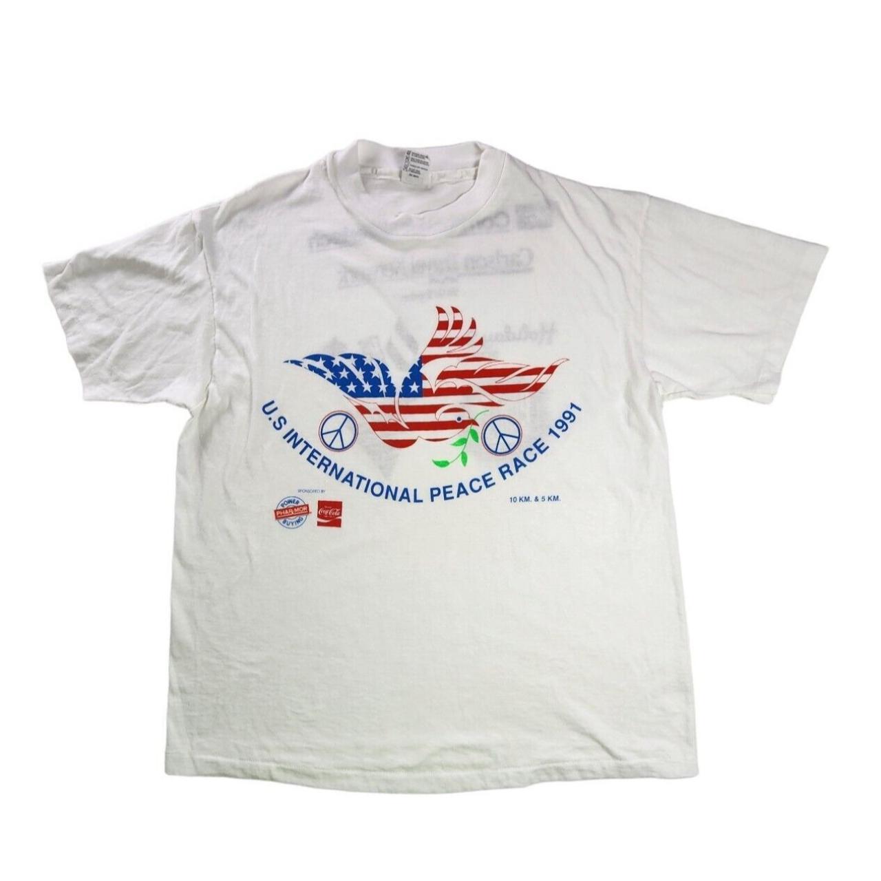 Vintage 1991 International Peace Run Race T-Shirt... - Depop