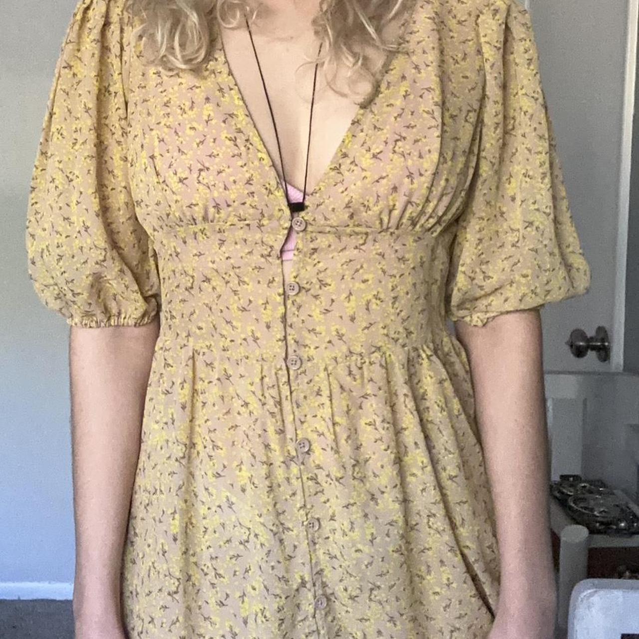 Beautiful long flowy yellow see through gown!... - Depop