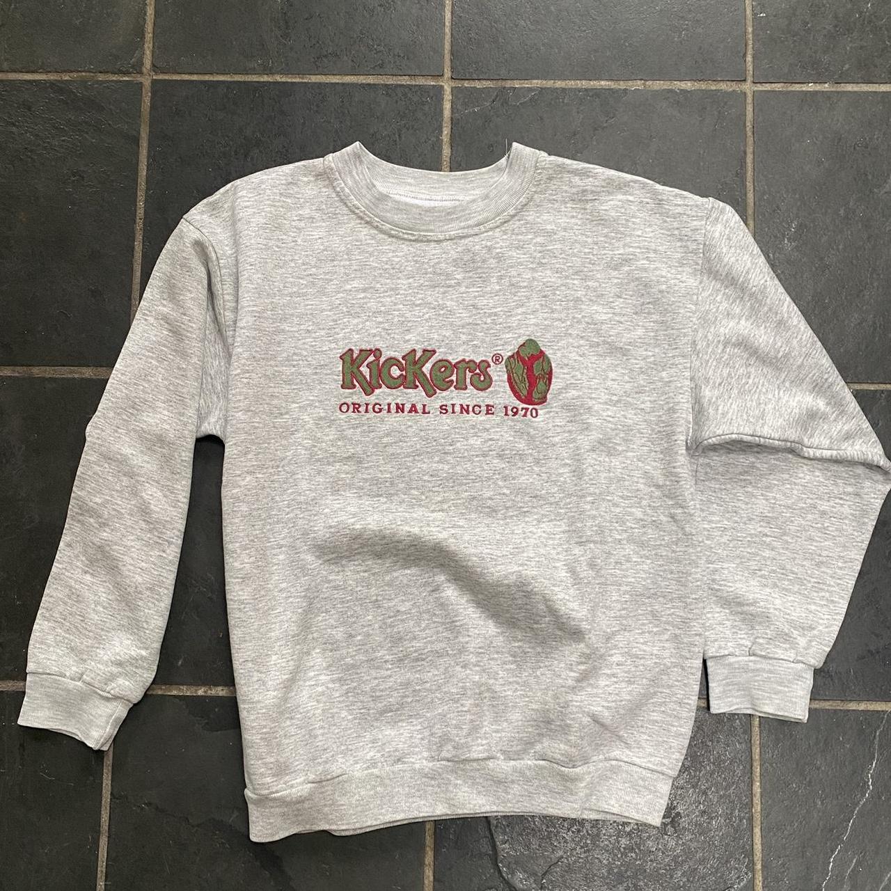 Vintage Kickers grey round neck jumper Size UK... - Depop