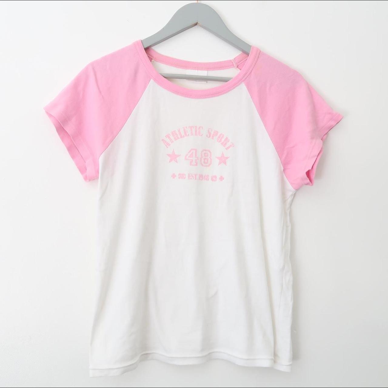 Women's White and Pink T-shirt | Depop
