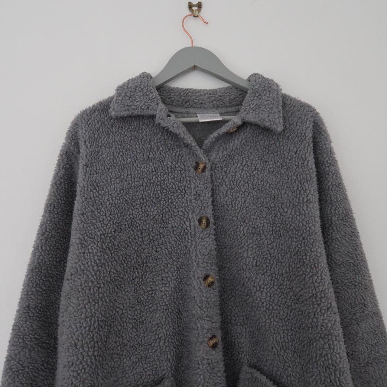 90s grey teddy bear fleece sherpa borg jacket. Super... - Depop