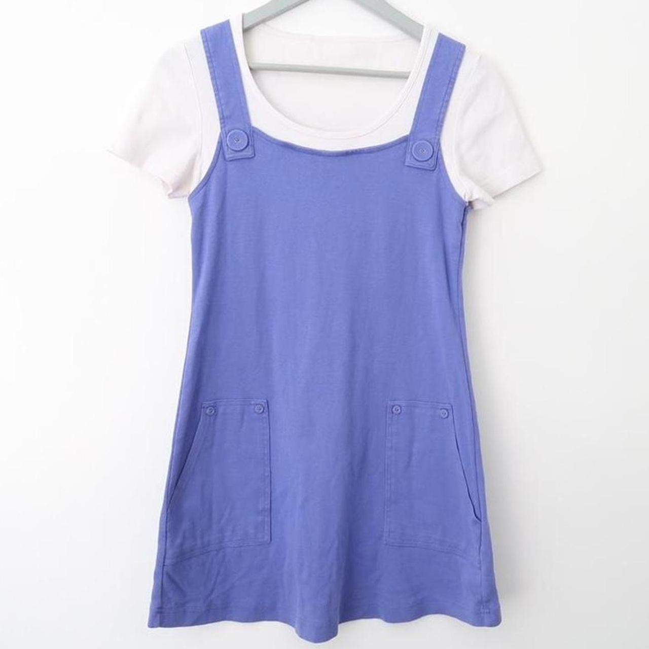 90s faux double layer pinafore mini dress. Purple... - Depop