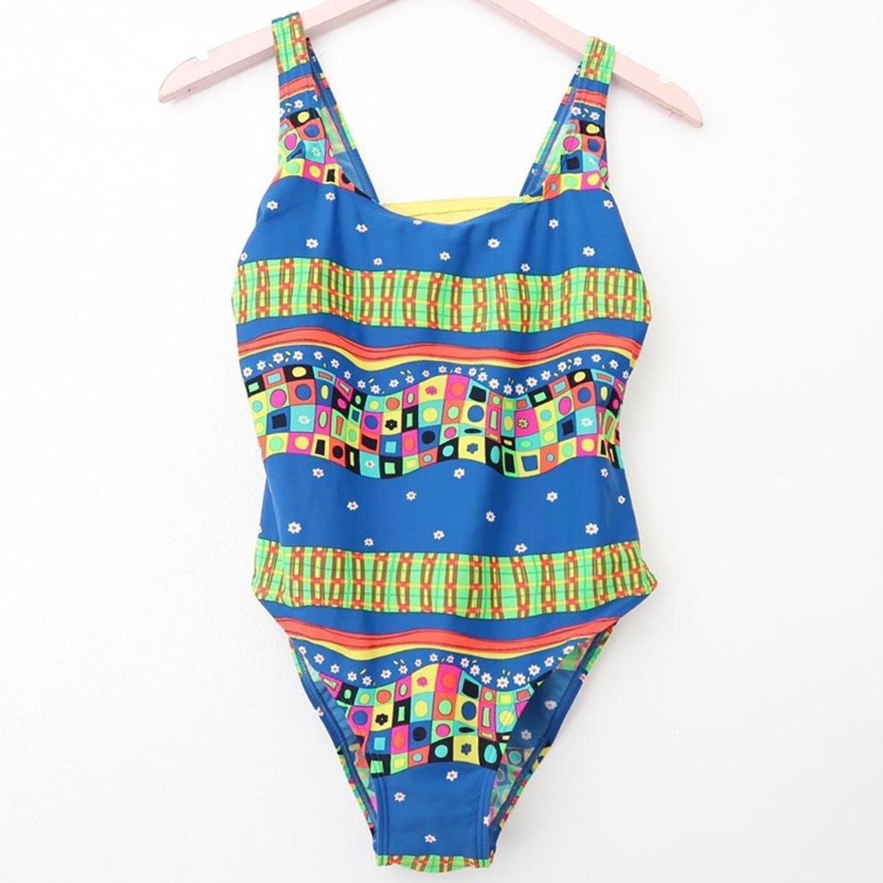 vintage 90s swimming costume one piece with the... | Depop