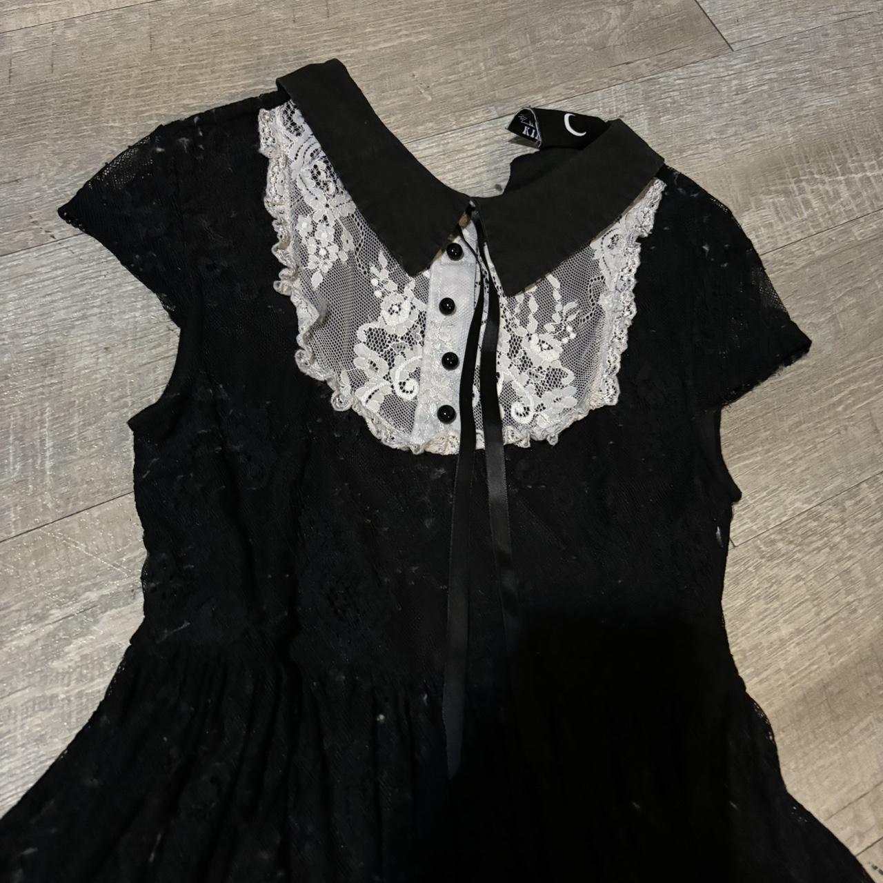 Killstar black and white lace baby doll dress.... - Depop