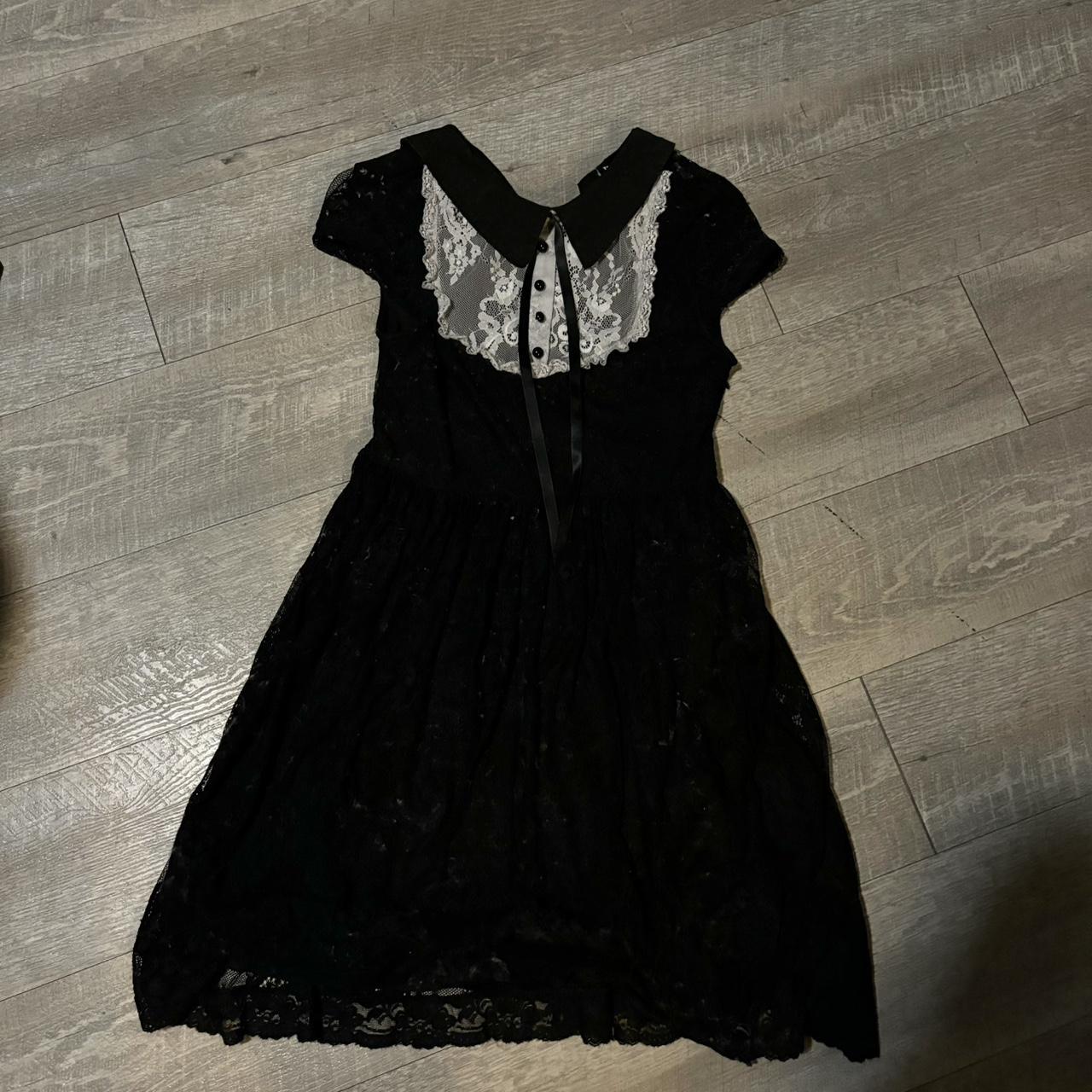 Killstar black and white lace baby doll dress.... - Depop