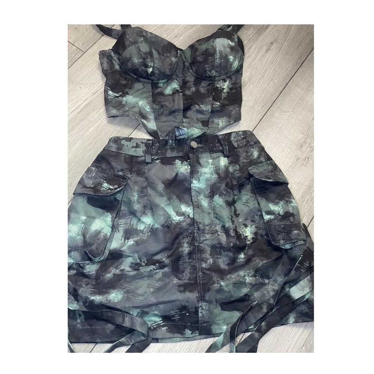 Camo vibe two piece rave/festival set size XS (6) | Depop