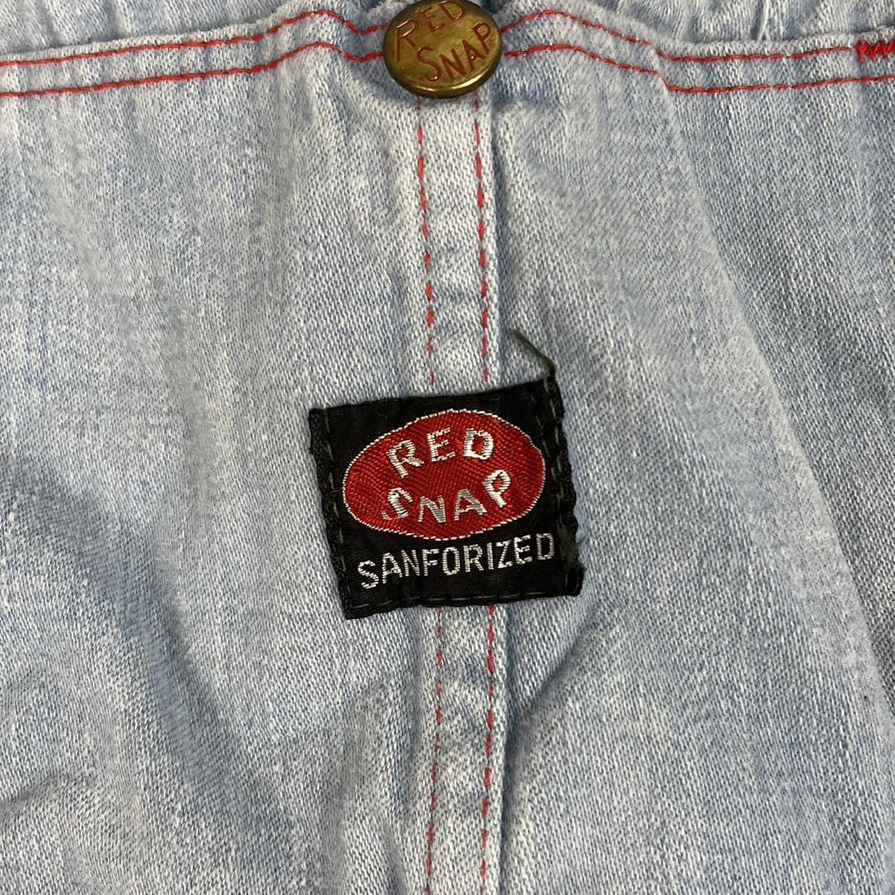 Vintage Red Snap Sanforized Denim Overalls XL Good... - Depop