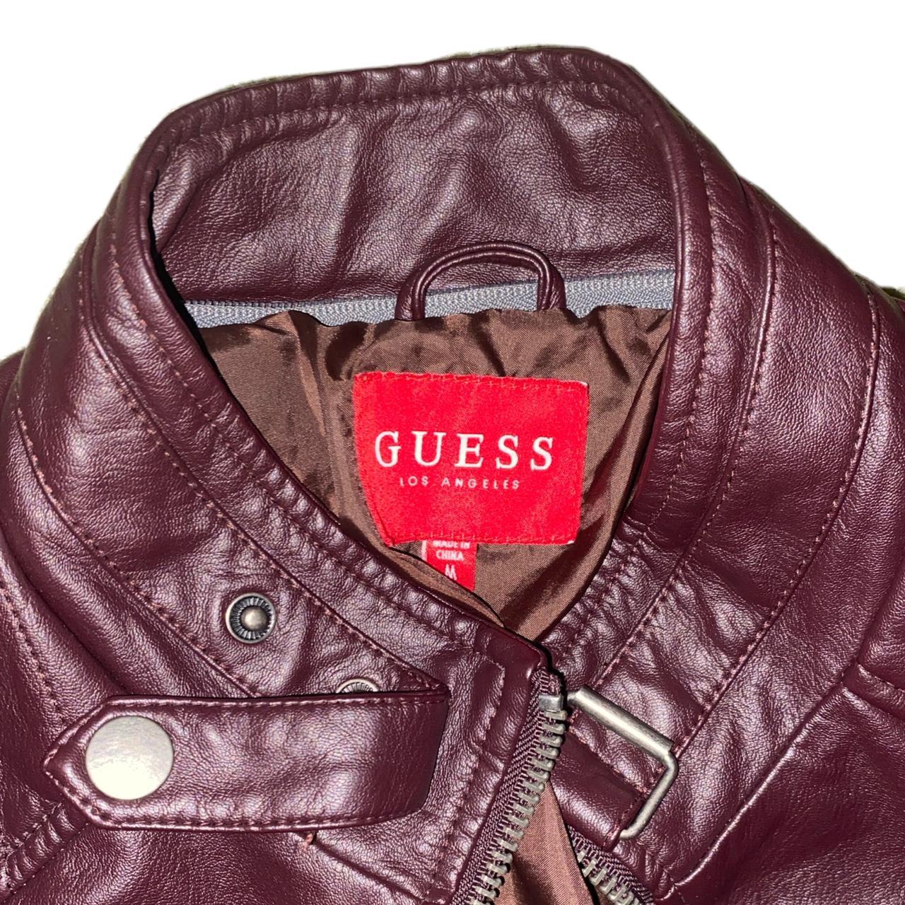 vintage leather medium guess jacket comfortable and... - Depop