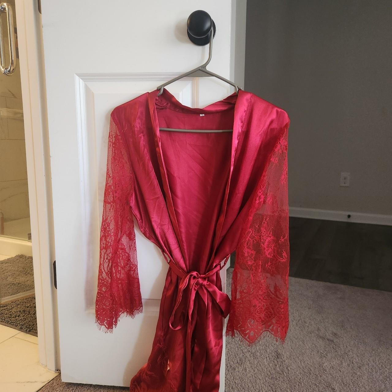 Red lace robe with tie #glamour | Depop