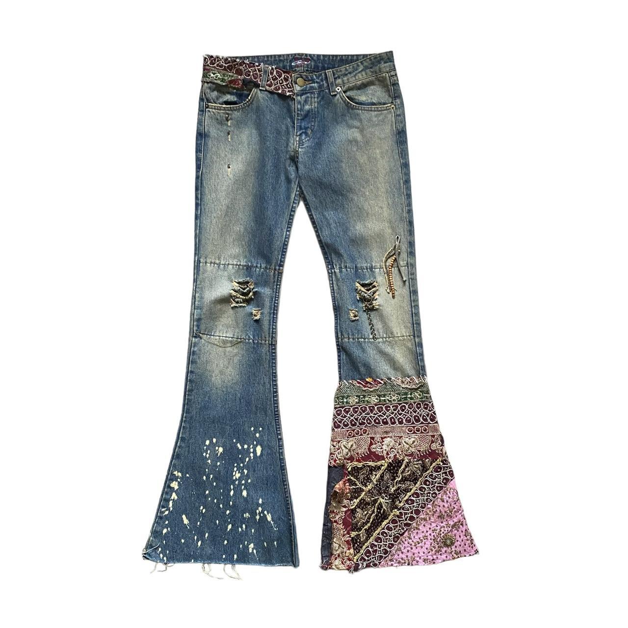 Vintage GOA Indian sally flare jeans with piercings!... - Depop