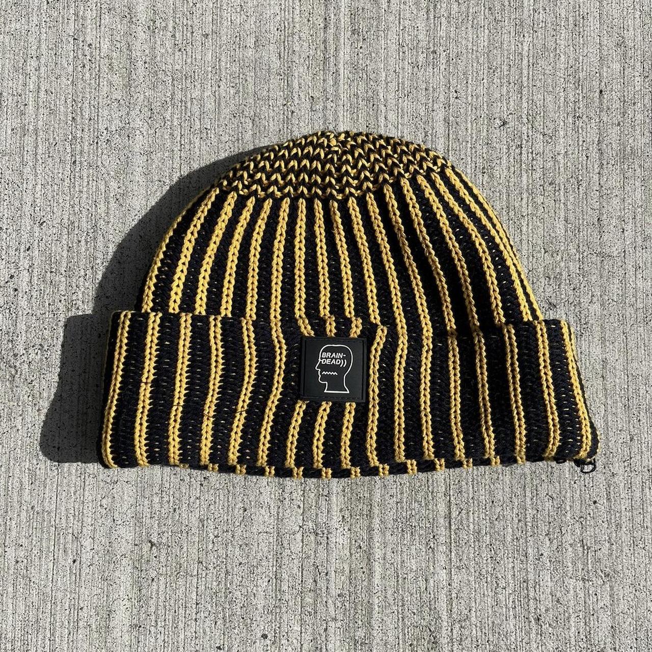 Brain Dead knit stripped beanie. Has a loose thread... - Depop