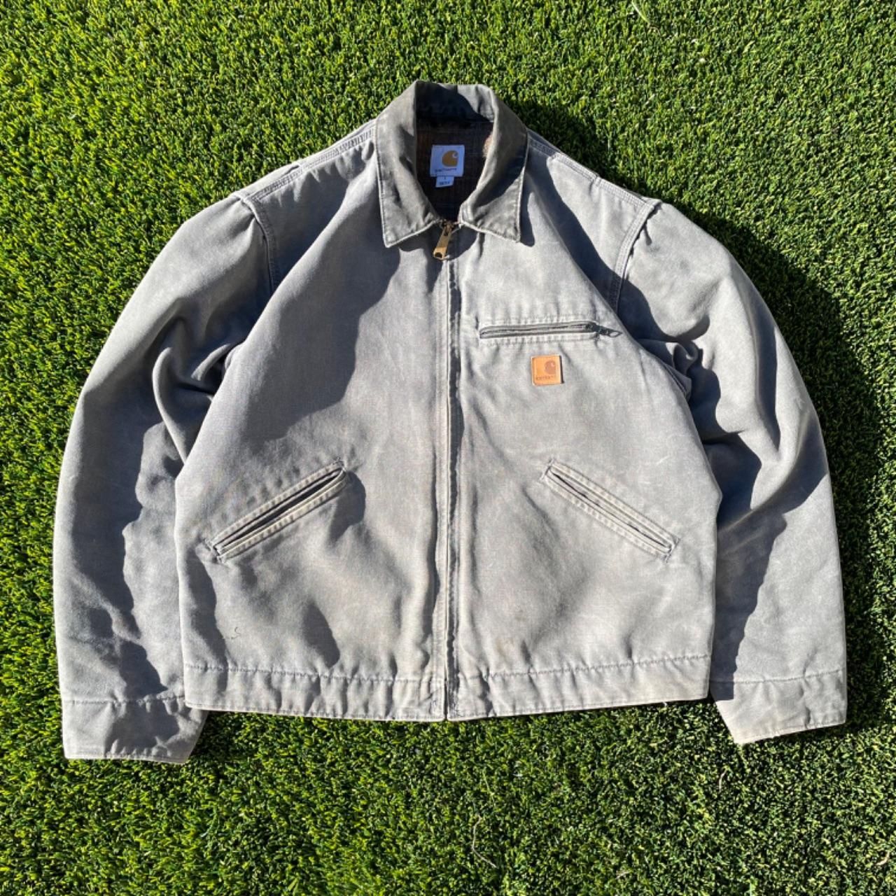 Vtg Y2k Large Gravel grey Carhartt Detroit Style... - Depop