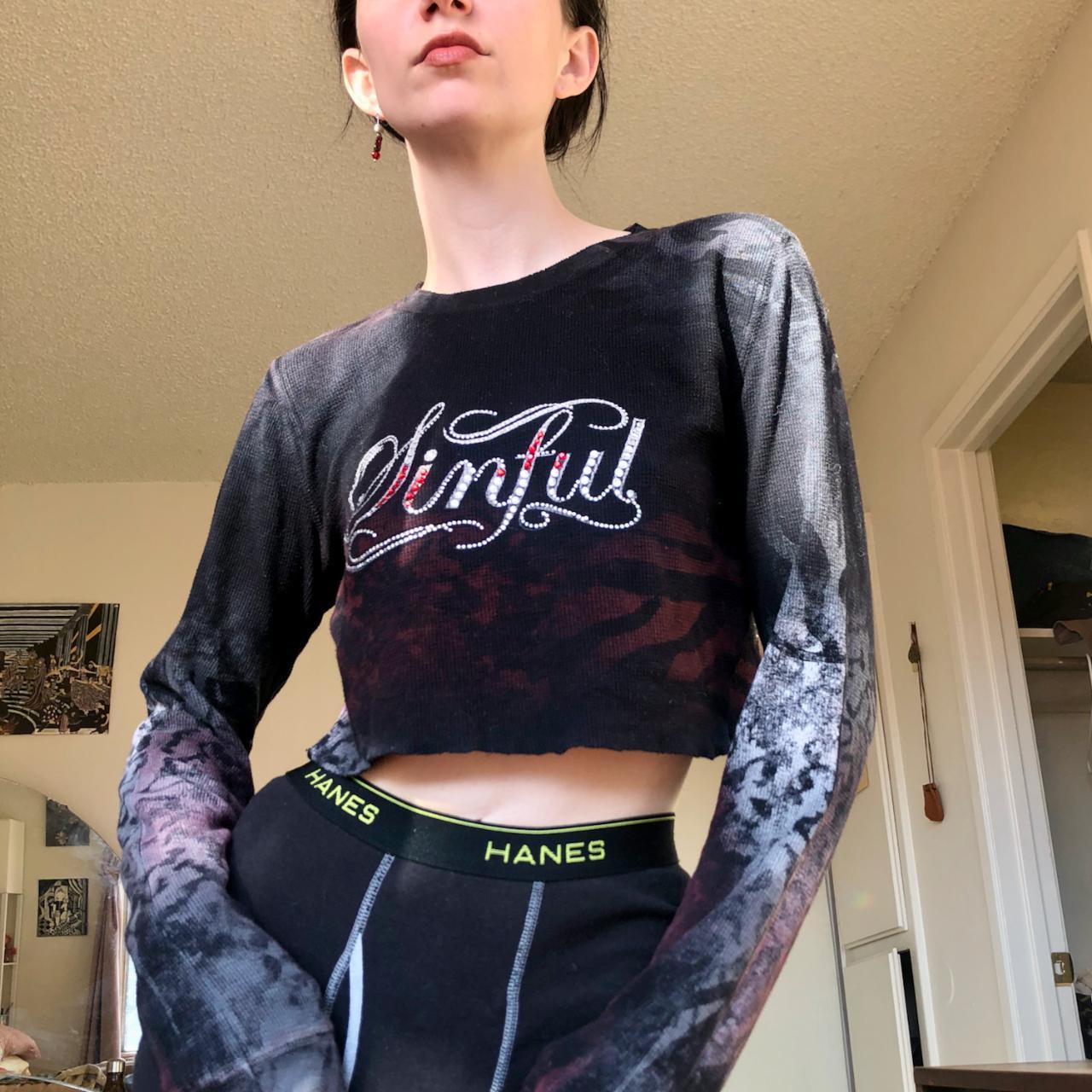 Ed Hardy Women's Black and Red Shirt | Depop