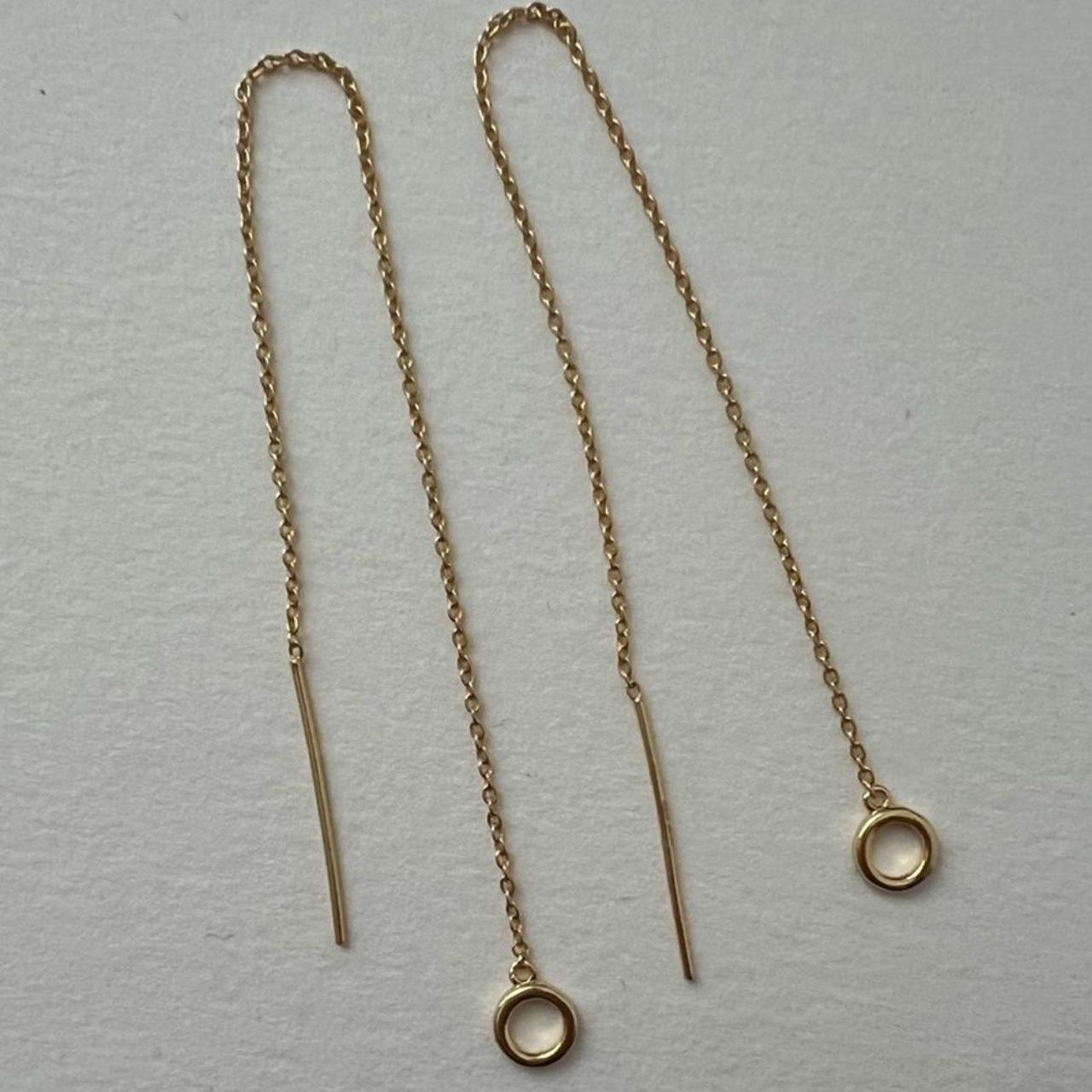 14K Gold Plated Thread earrings vintage,... - Depop