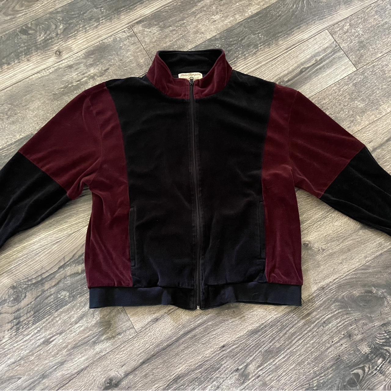 Vintage Norm Thompson Velour Zip Up Sweatshirt Size:... - Depop