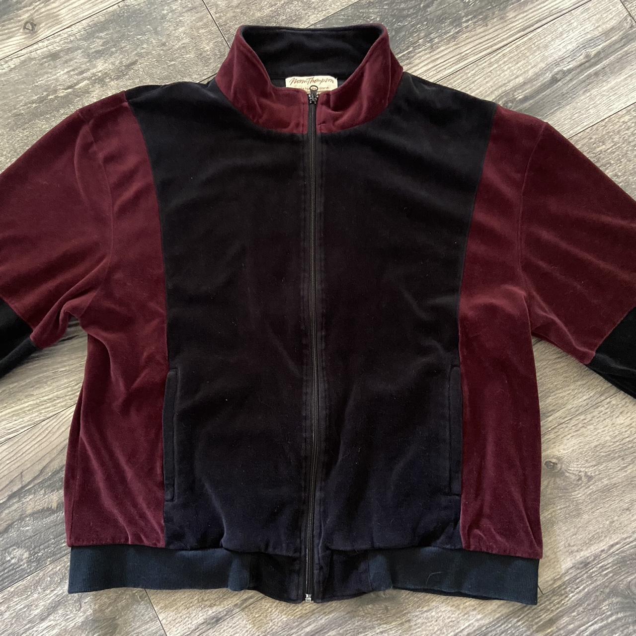 Vintage Norm Thompson Velour Zip Up Sweatshirt Size:... - Depop