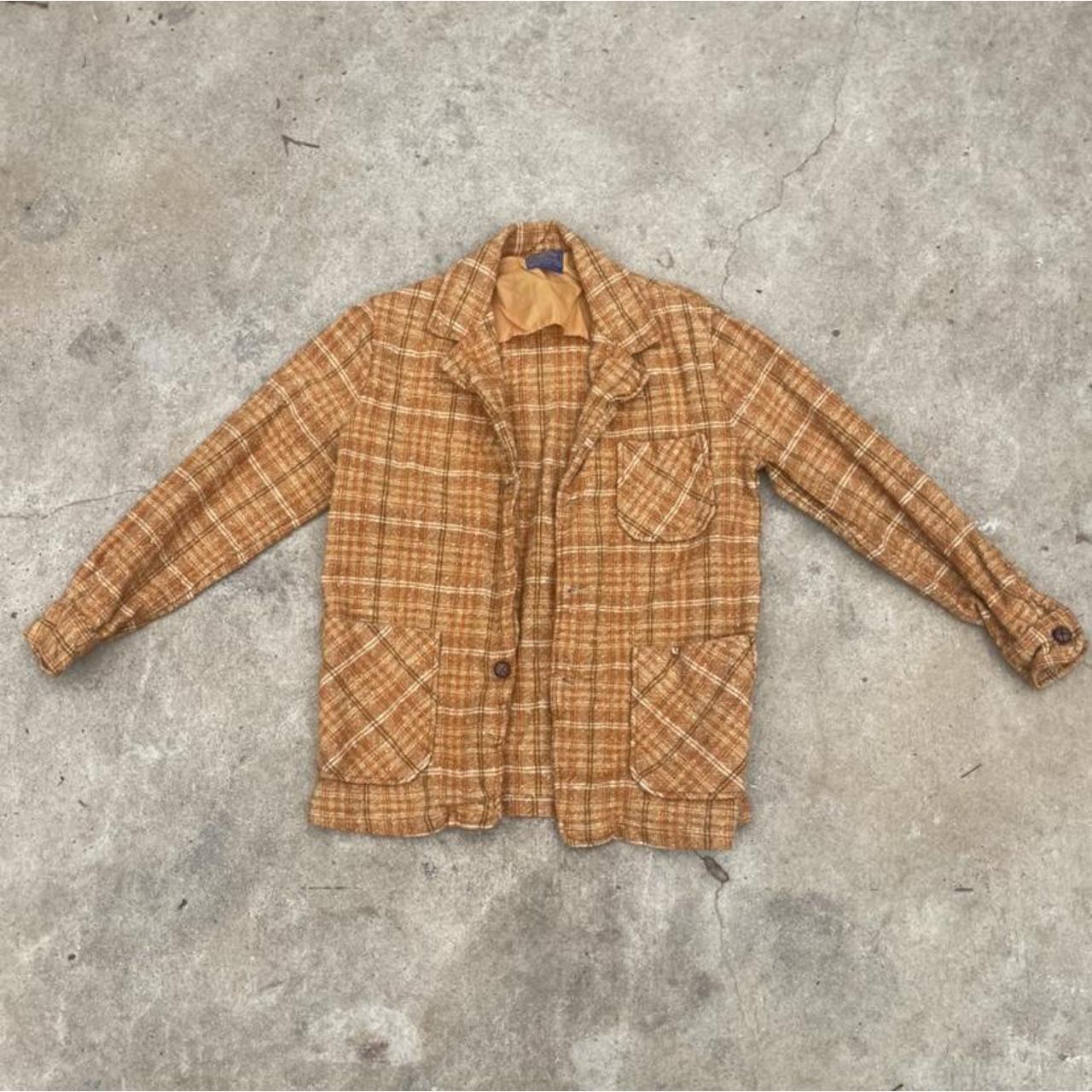Vintage Pendleton orange plaid wool jacket shirt.... - Depop