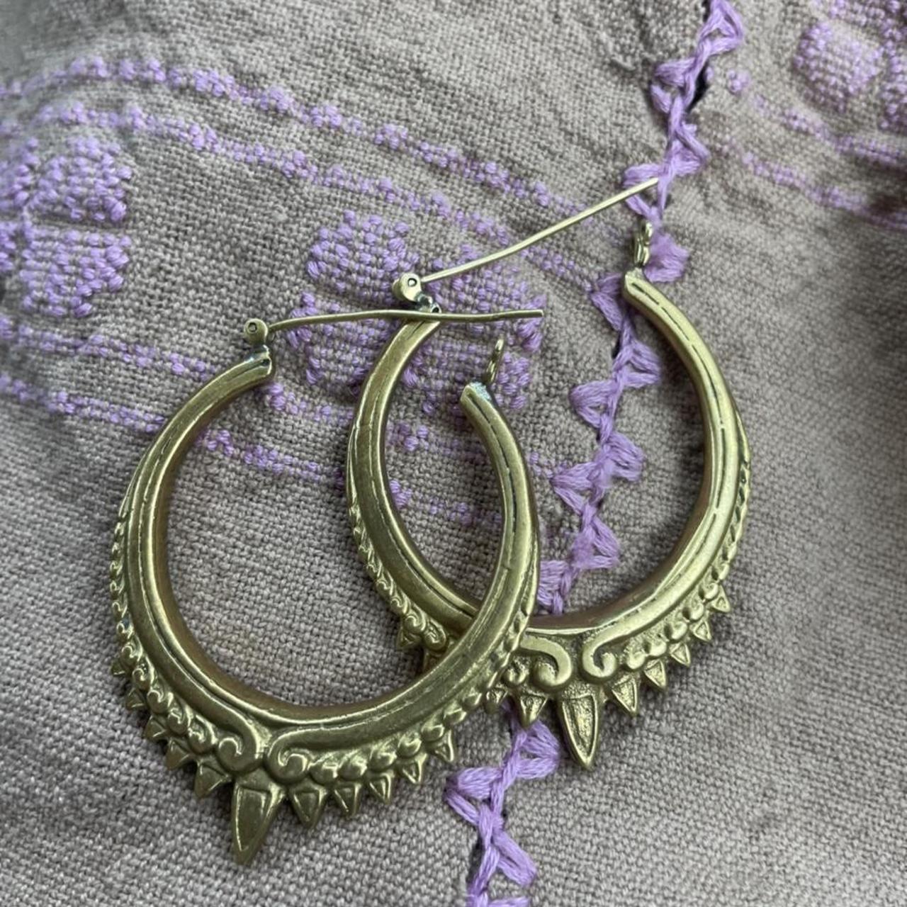 Large detailed tribal belly dance vintage hoops... - Depop