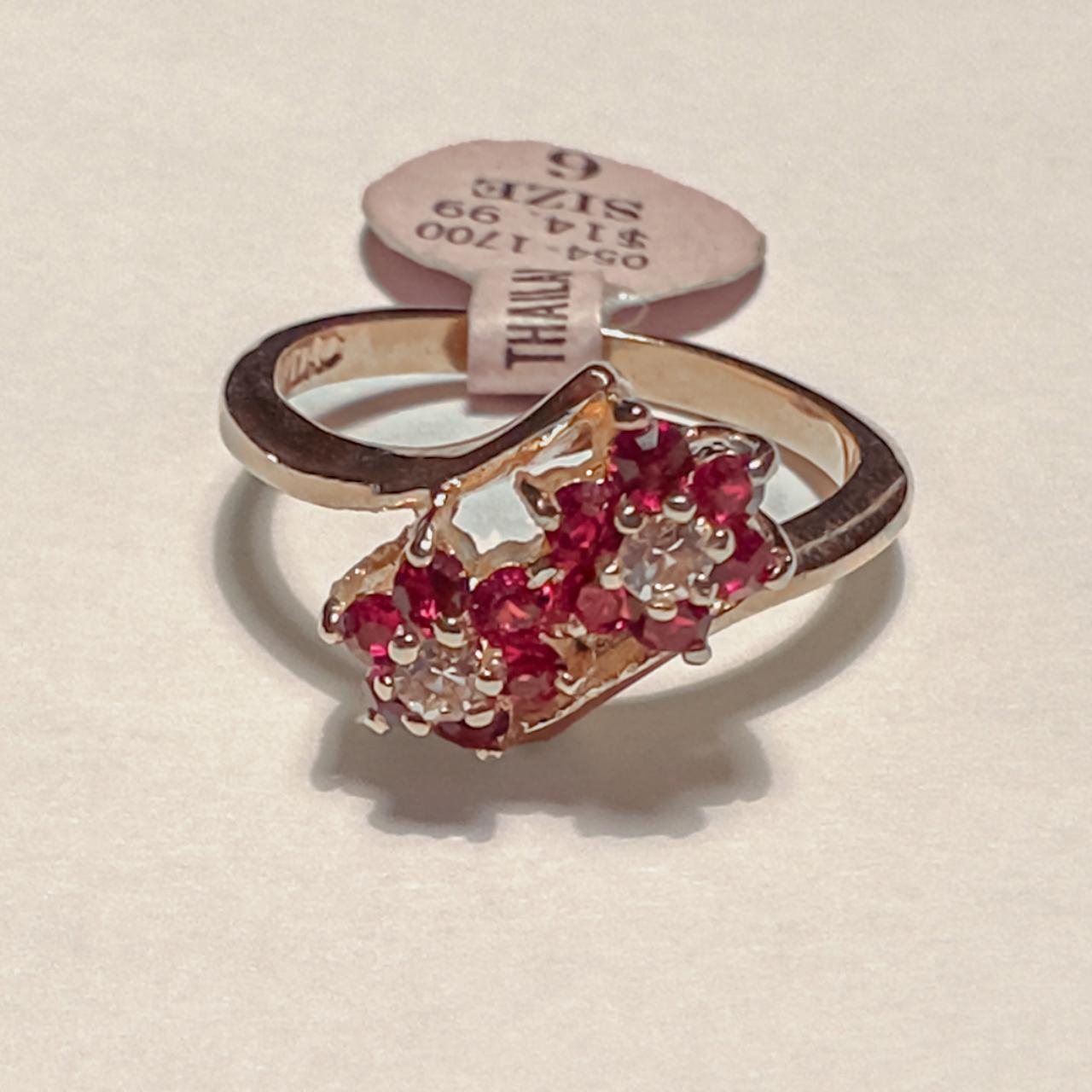 10k VINTAGE RED RUBY CRYSTAL RING Vintage Red Ruby... - Depop