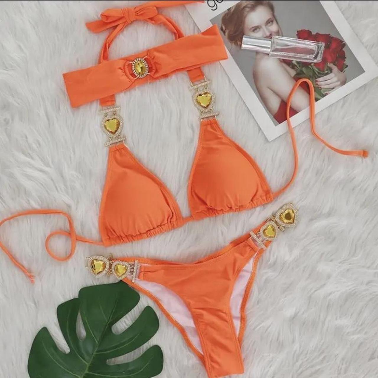 ⚠️brand new⚠️Bikinis Swimsuit With Heart Rhinestones... - Depop