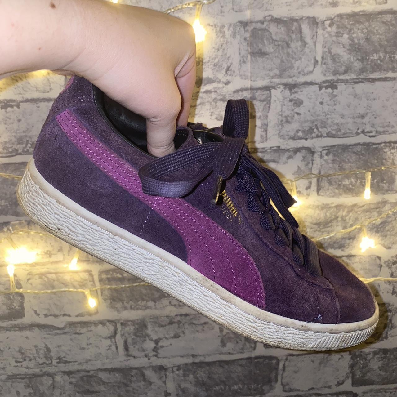 Purple puma suede trainers Decent condition Size... - Depop