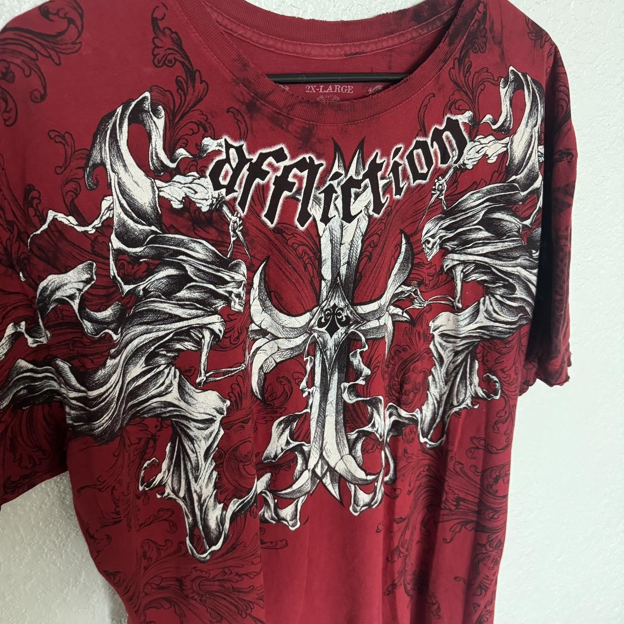 red affliction shirt. tagged xxl. length- 30.5... - Depop
