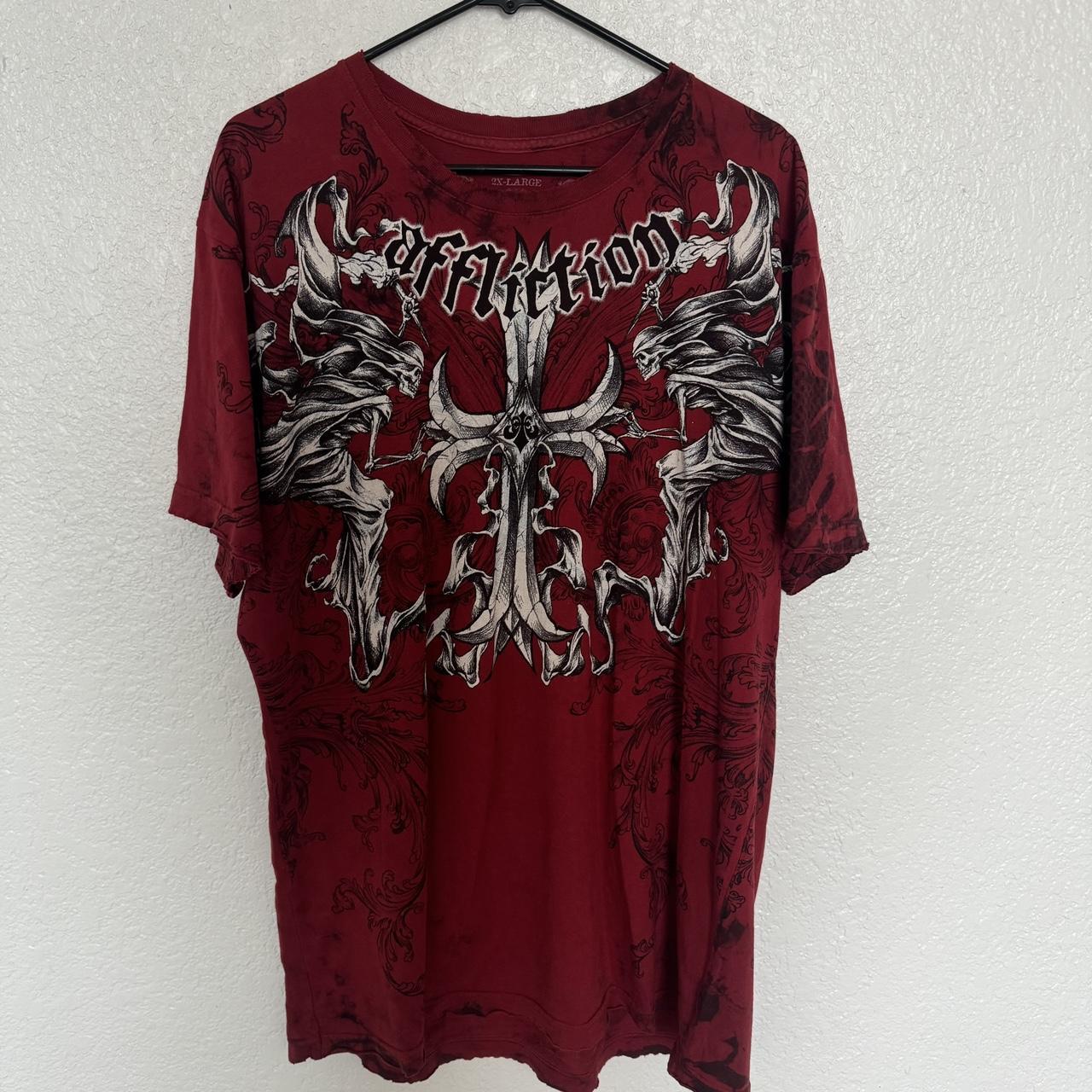 red affliction shirt. tagged xxl. length- 30.5... - Depop