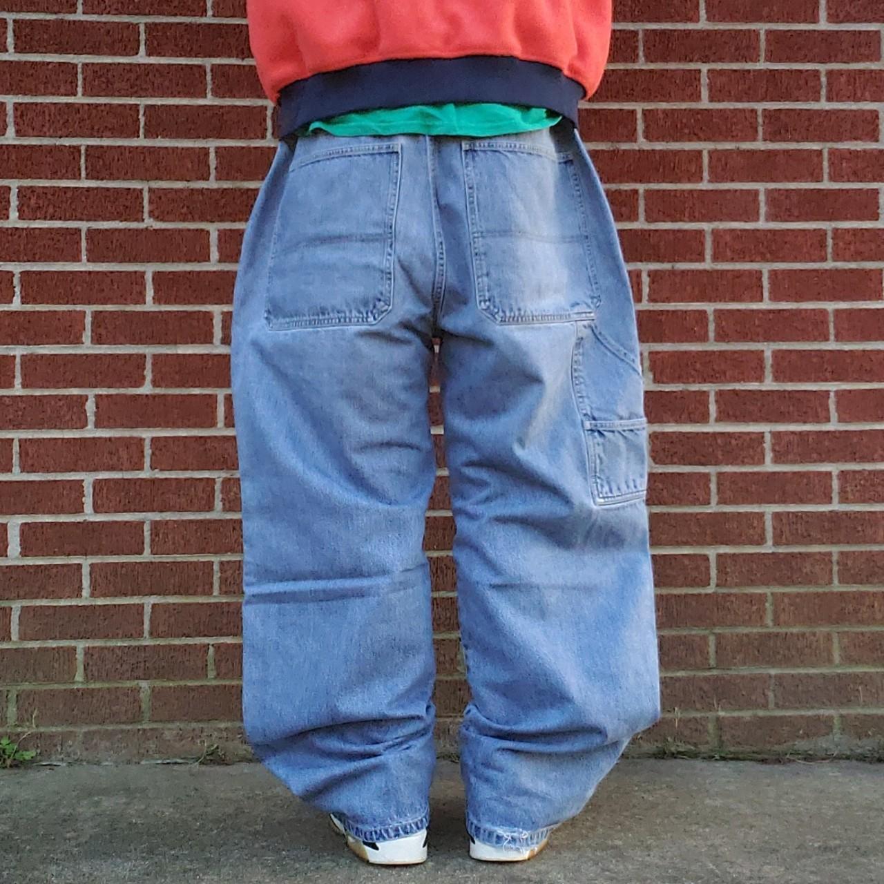 Marithé + François Girbaud Men's Blue and White Jeans | Depop