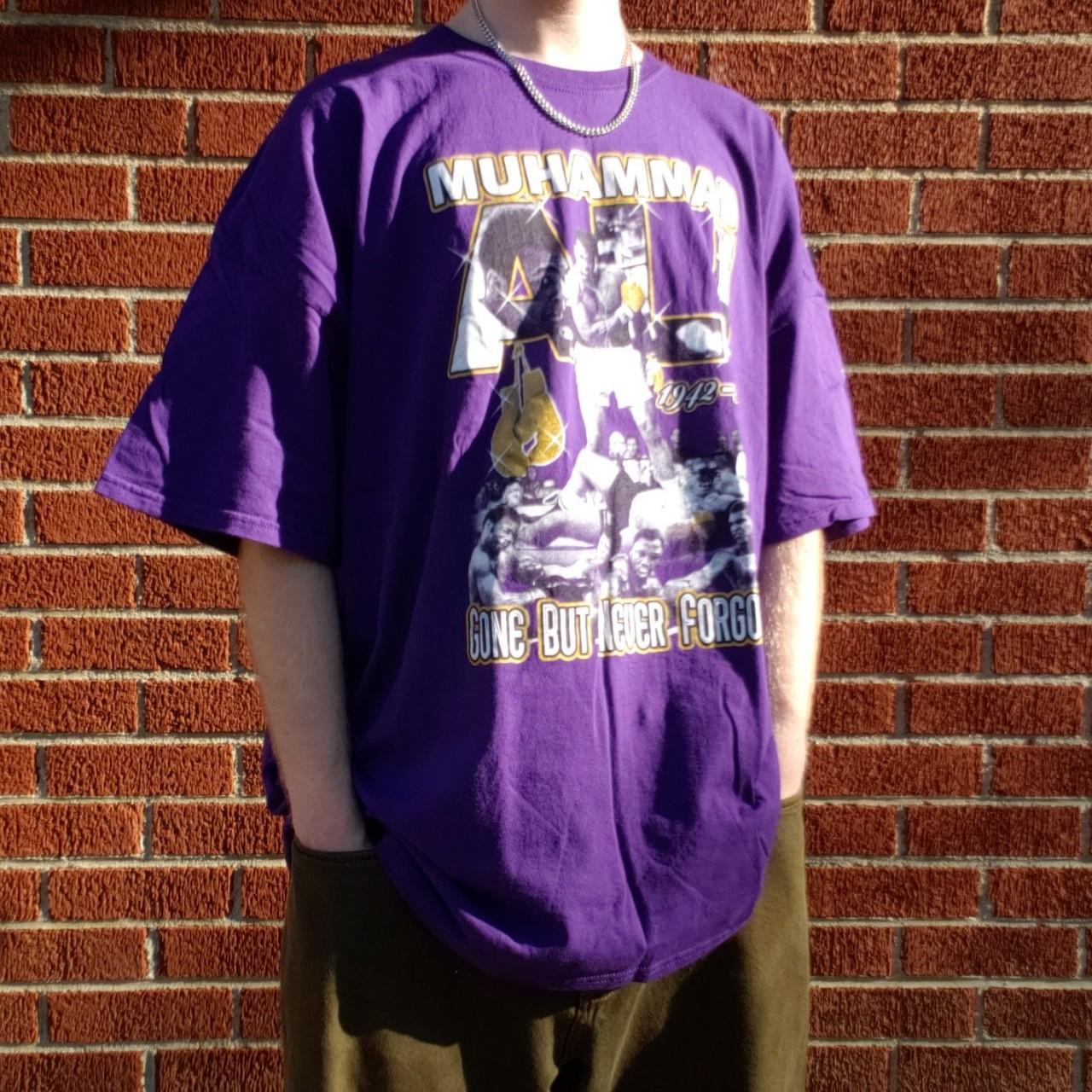 Y2k rap style Muhammad Ali memorial purple baggy XL... - Depop