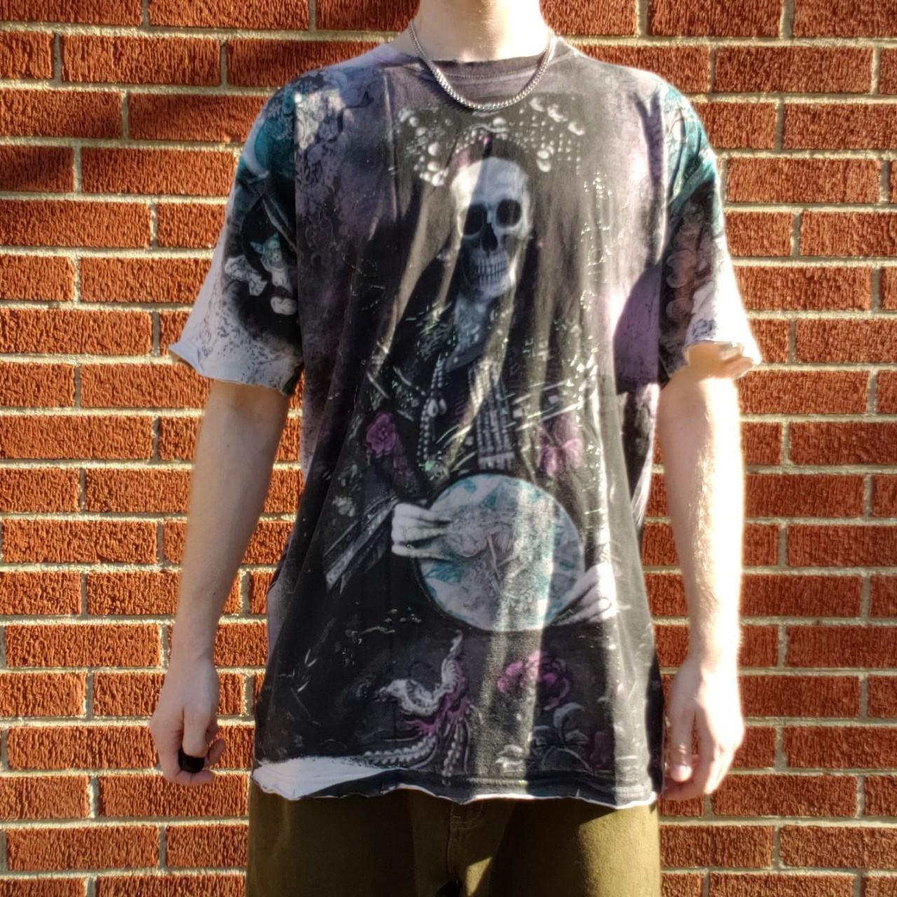 Affliction grunge punk AOP tie dye style t... - Depop