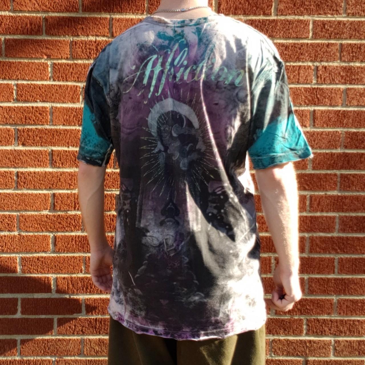 Affliction grunge punk AOP tie dye style t... - Depop