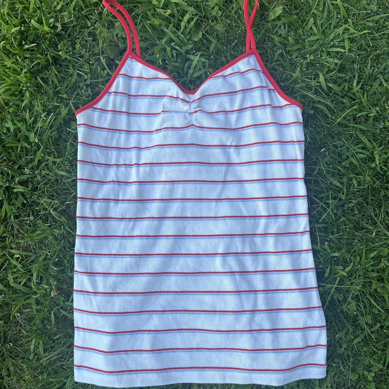 White and red striped tank top perfect for 4th of... - Depop