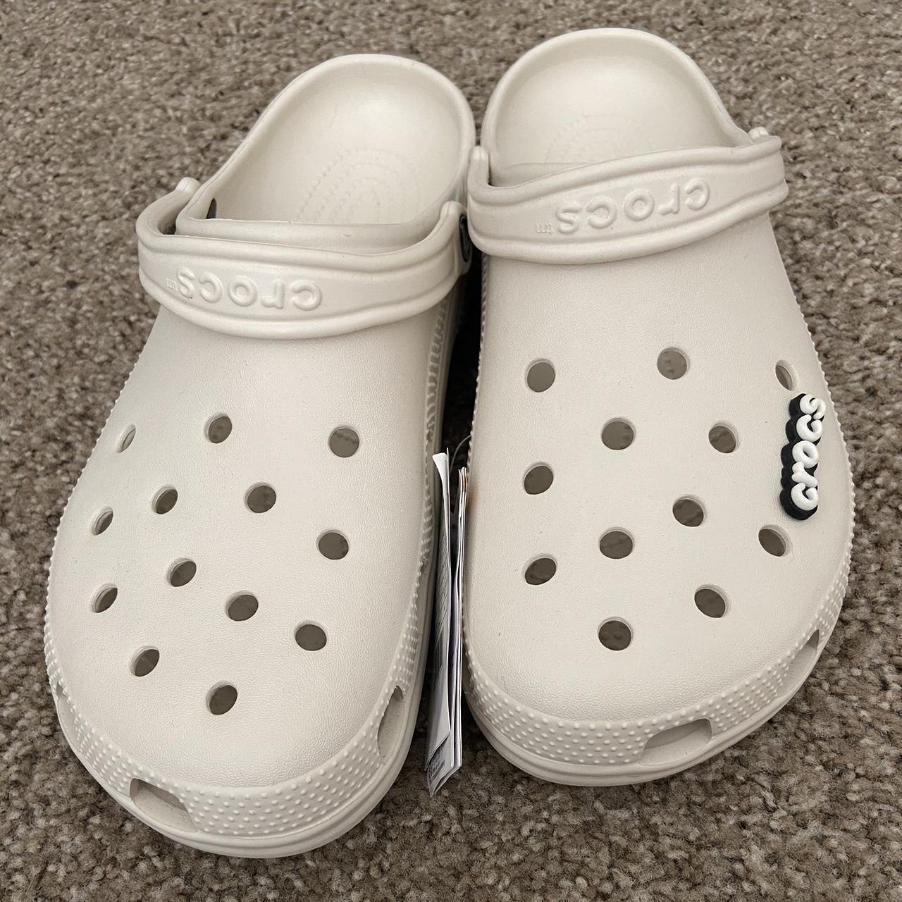 Cream Crocs Size 13 - Never Worn - Depop