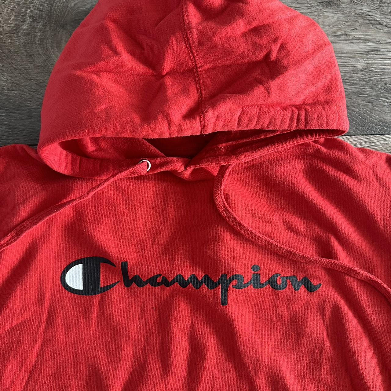 Red Champion hoodie Size:L Worn lightly Feel free to... - Depop