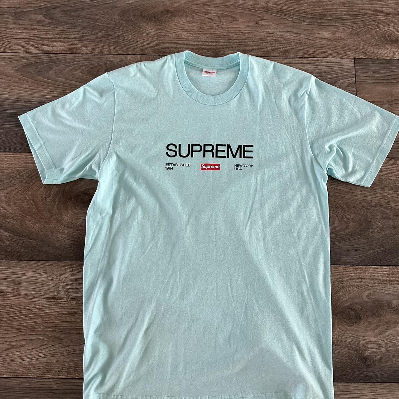 Supreme light blue tee Size:L Worn lightly Feel free... - Depop