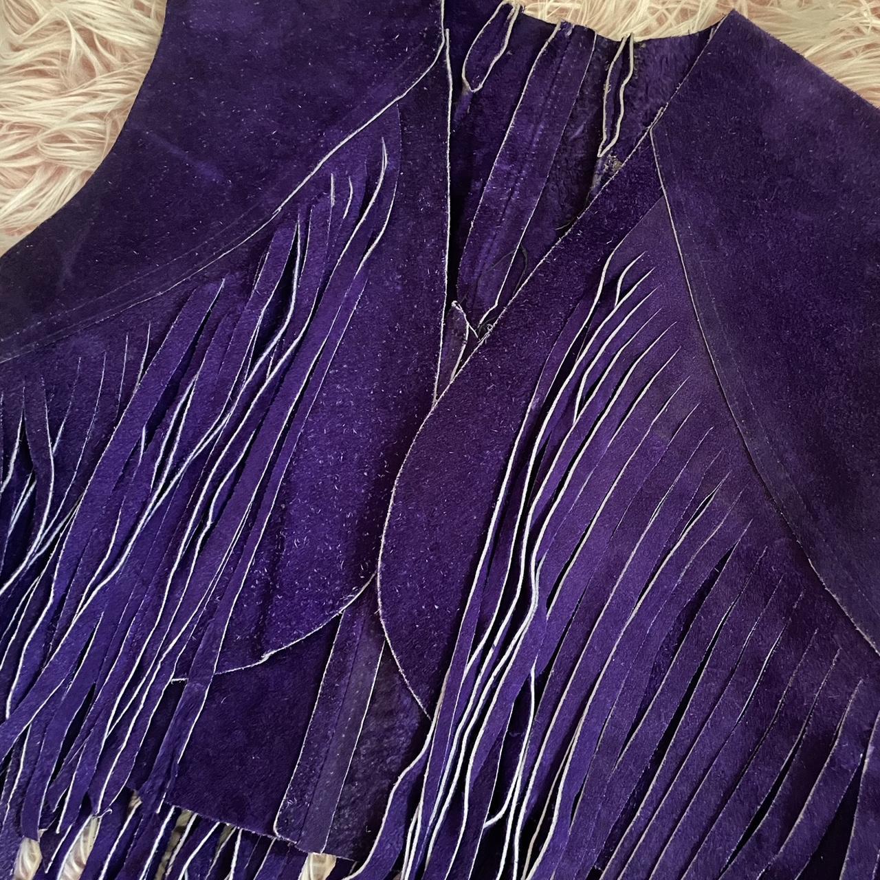 Vintage DEEP PURPLE fringe vest ☮️. Never worn. Fits... - Depop