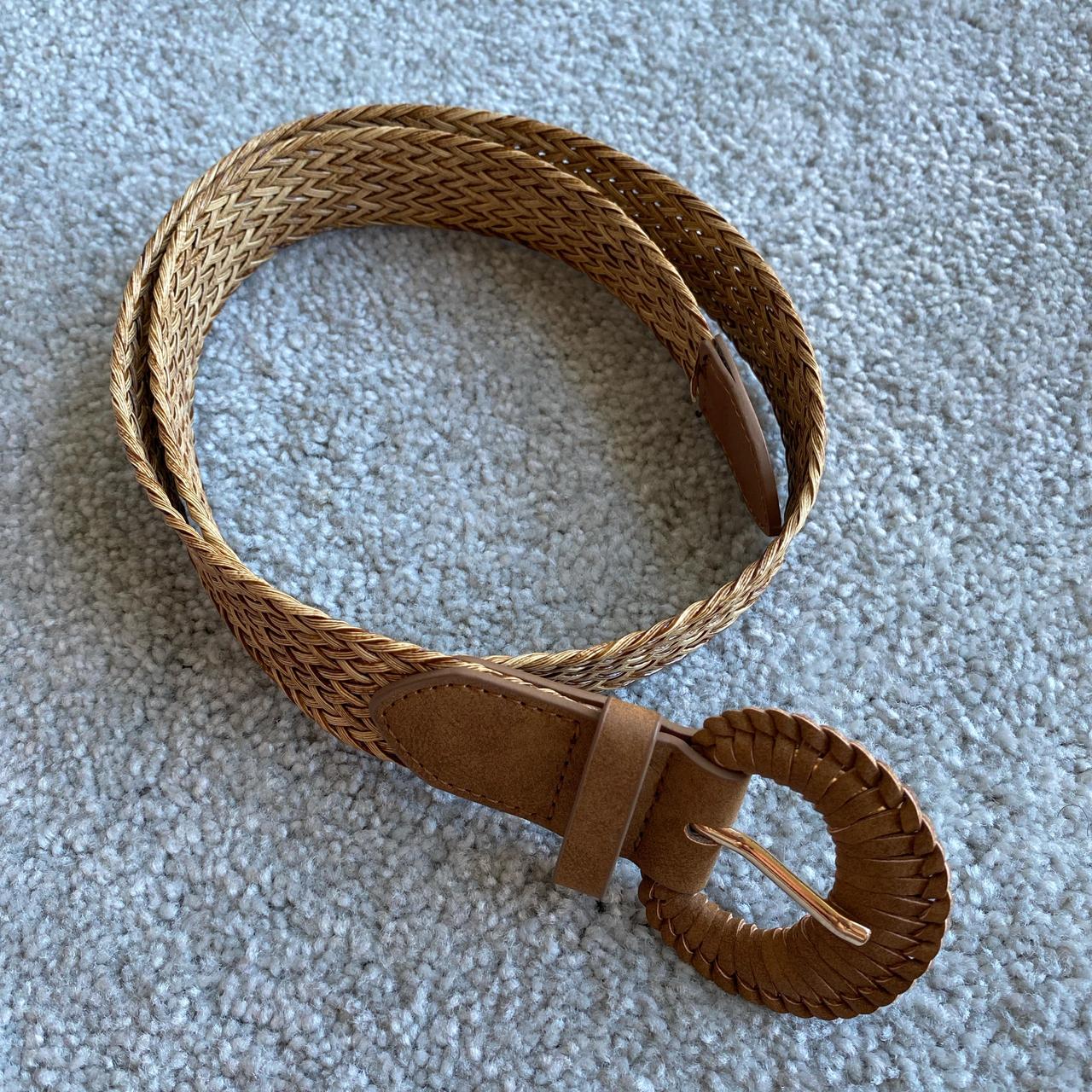 Sportsgirl rattan belt with rose gold... | Depop