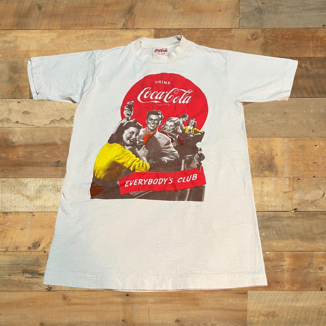 Coca-Cola Men's Cream and White T-shirt | Depop