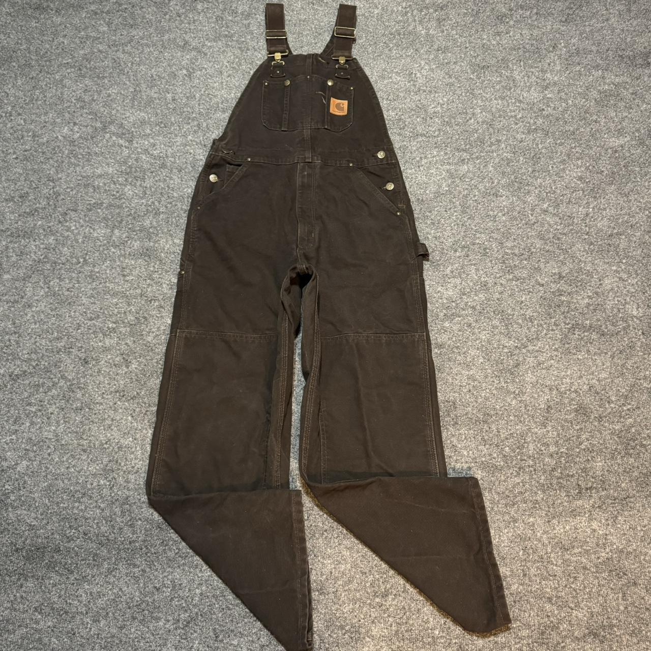 Brown Carhartt Carpenter Bib Overalls Workwear... - Depop