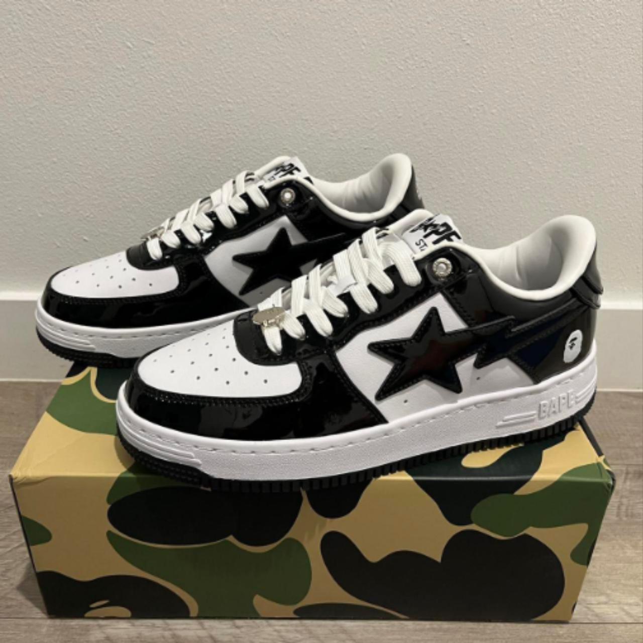 Bape shoes black and white ask questions if you have... | Depop