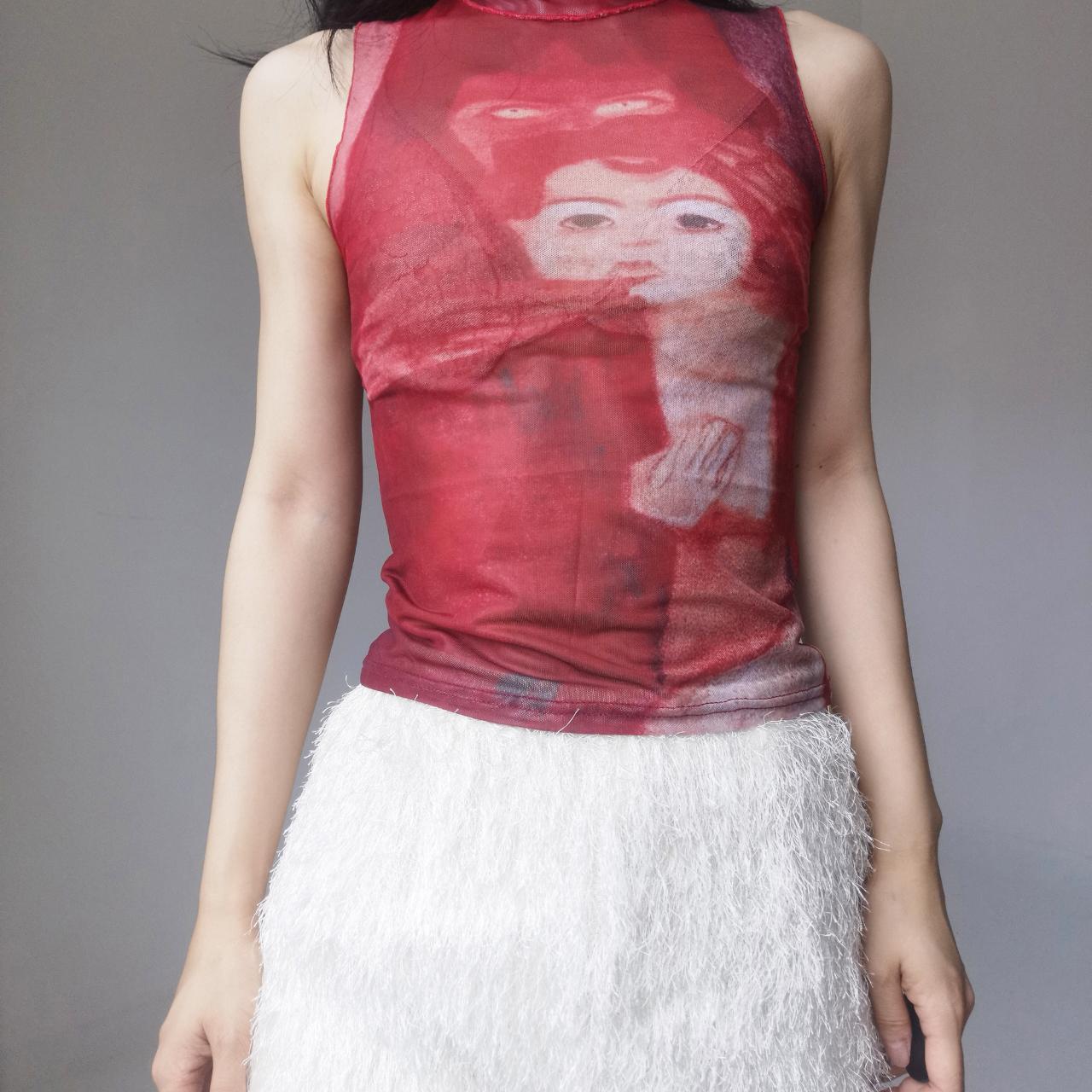 Cop Copine Mesh Top Tank Size S Fits like S to... - Depop