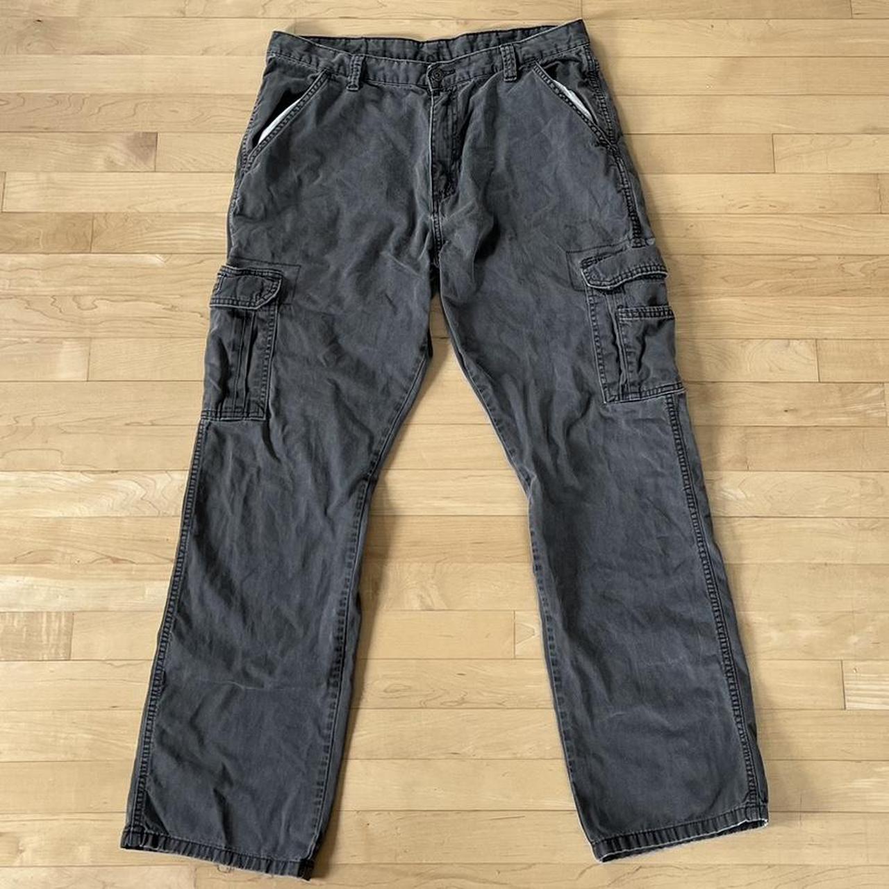 Men’s Wrangler charcoal grey cargo pants. (34 x 32) - Depop