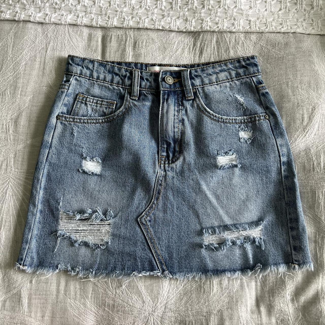 supré mini denim skirt, size 6. only worn once.... - Depop
