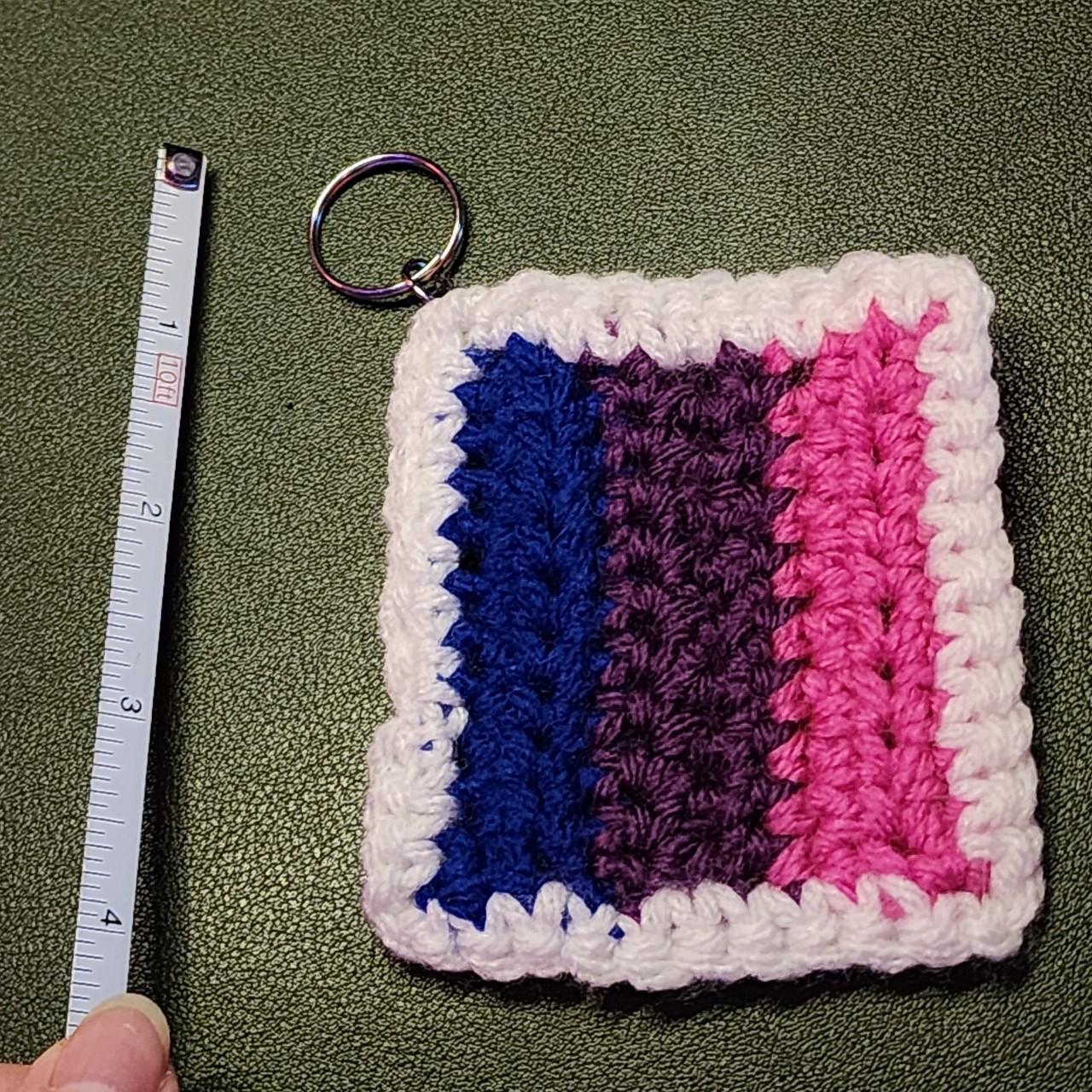 bi / bisexual pride flag crocheted keychain with... | Depop