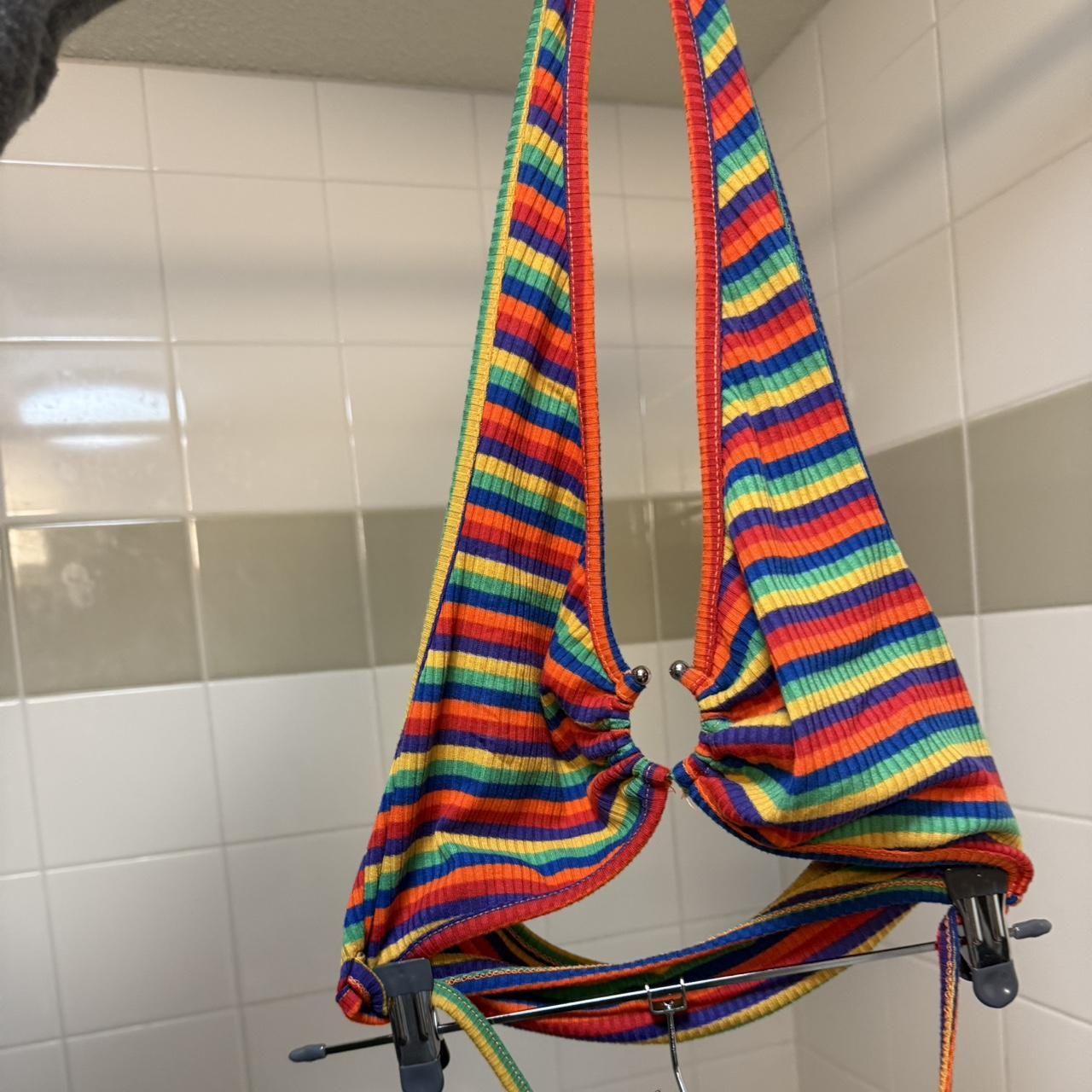 Vibrant rainbow striped top, perfect for adding a... | Depop