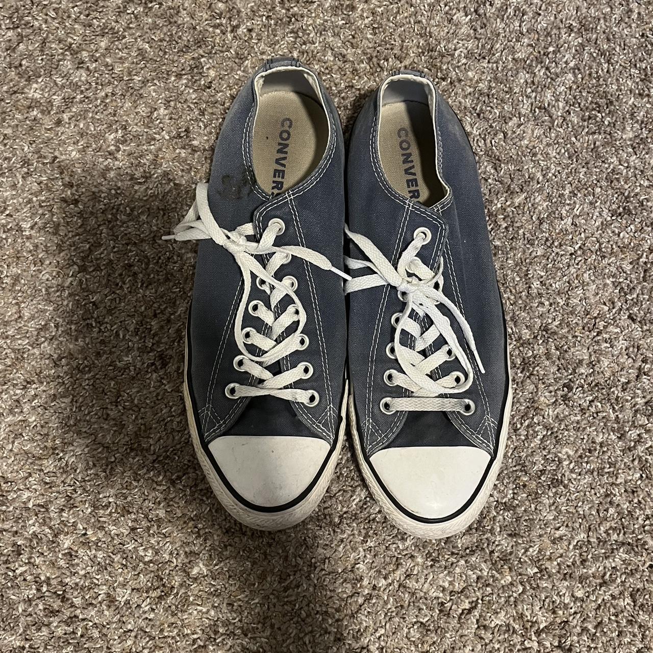 Size 10 men’s/12 women’s Blue converse Stain on the... - Depop