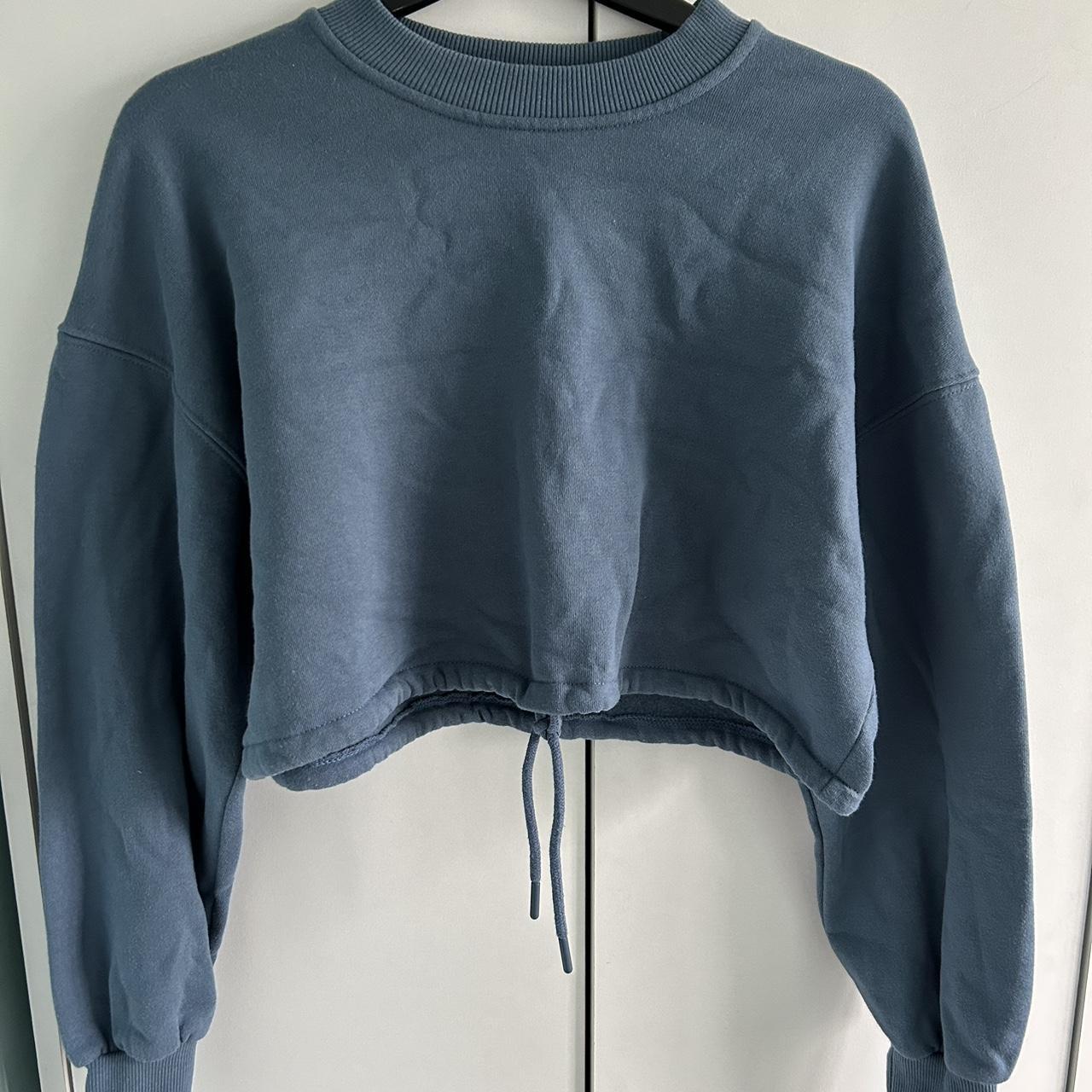 Zara cropped blue sweater with tie waist - Depop