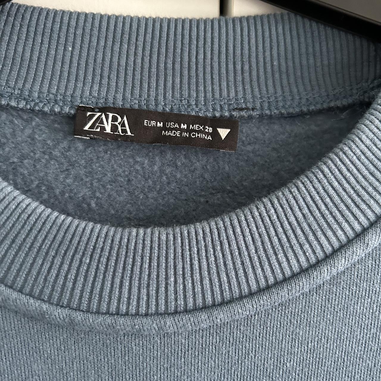 Zara cropped blue sweater with tie waist - Depop