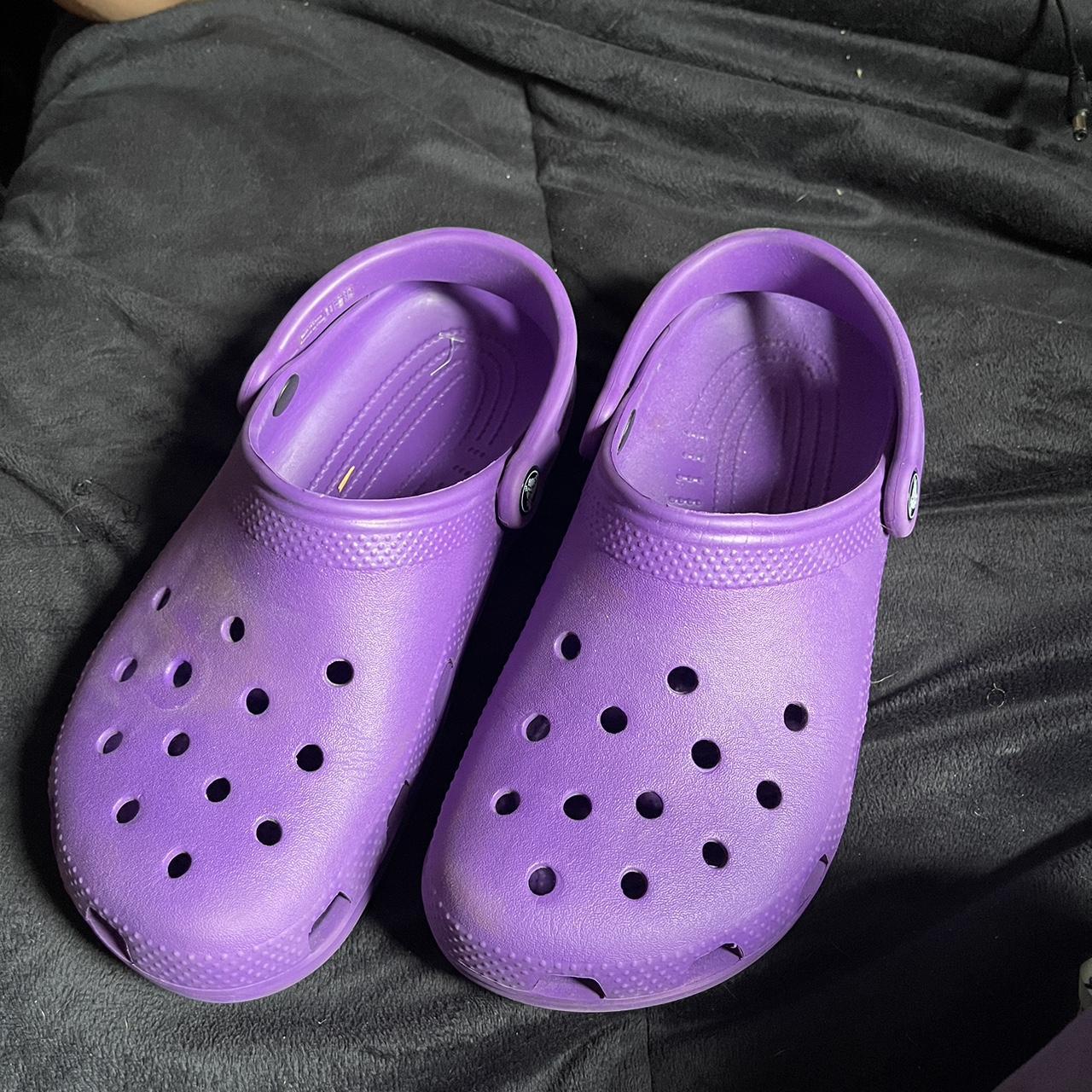 Crocs Women's Purple Slides | Depop